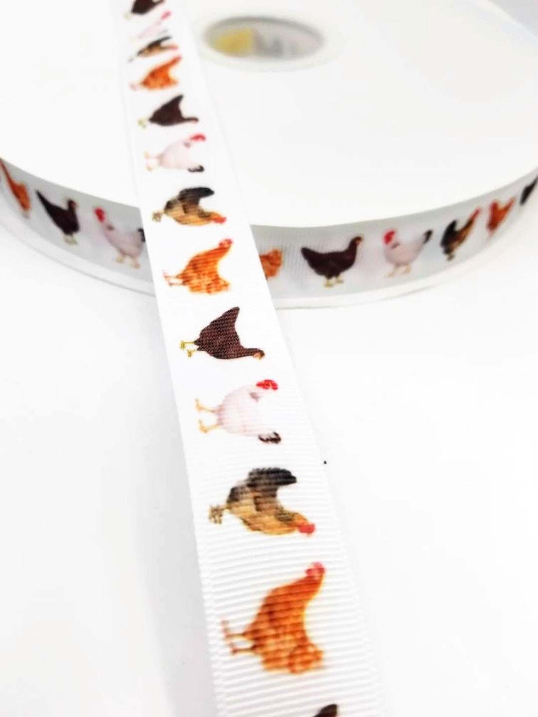3+ Yards -chickens -grosgrain Ribbon -great for Crafts or Making Hair ...