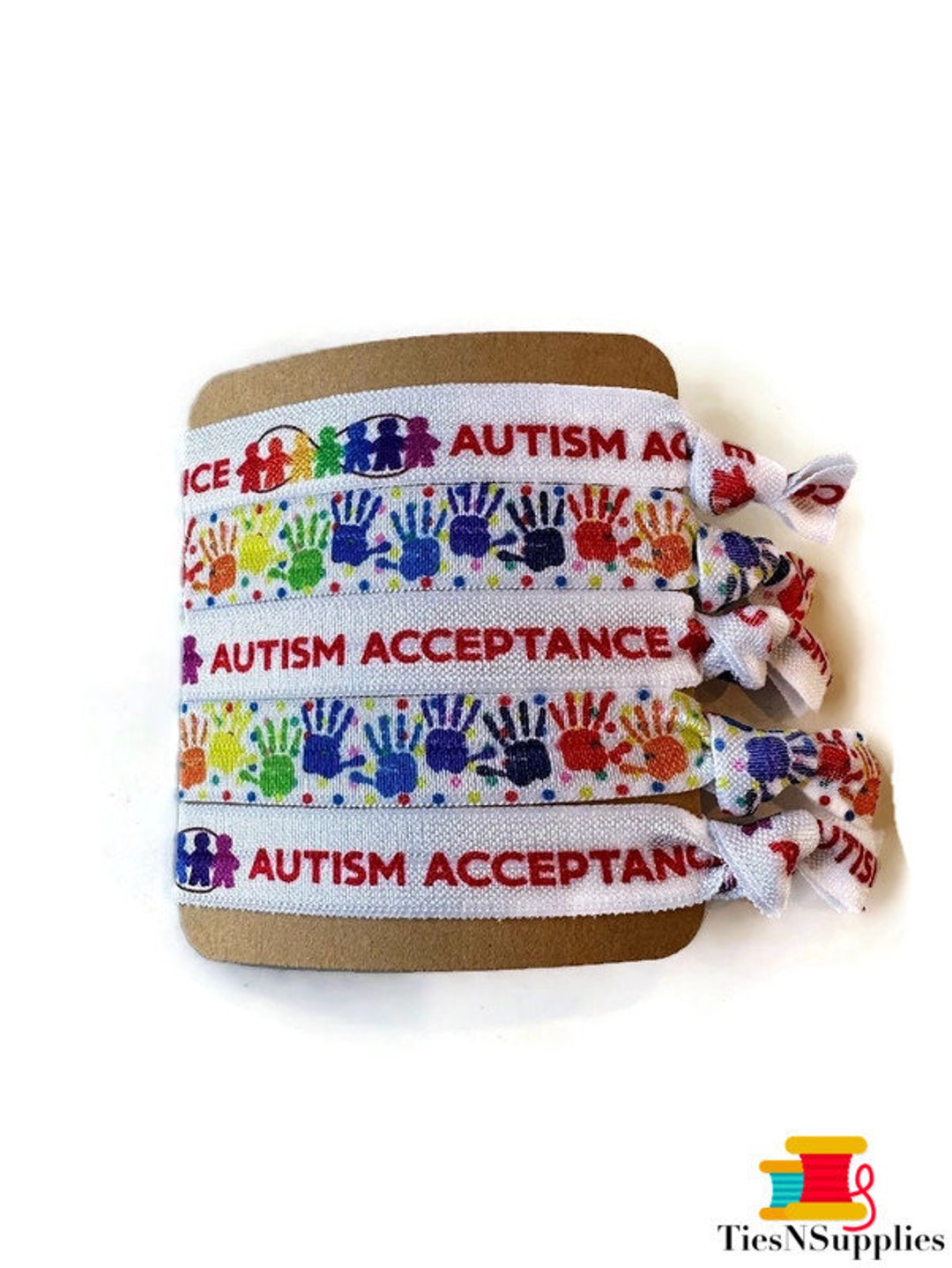 Autism Acceptance 5 Piece Gift Set W/5 Ties Rainbow Hands in the Air ...