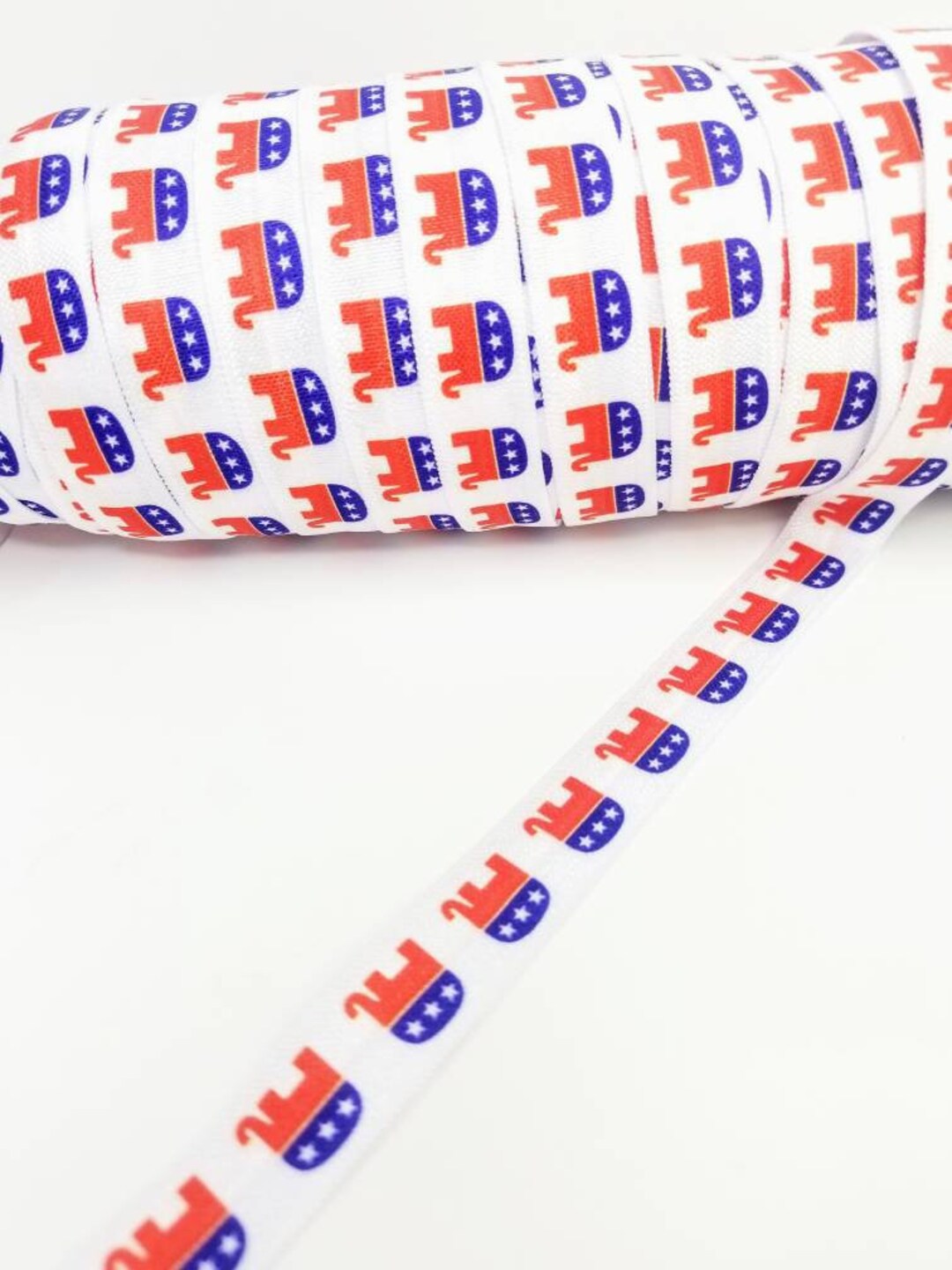3+ Yards Republican Elephant Elastic Sold by the Yard - Fold Over ...