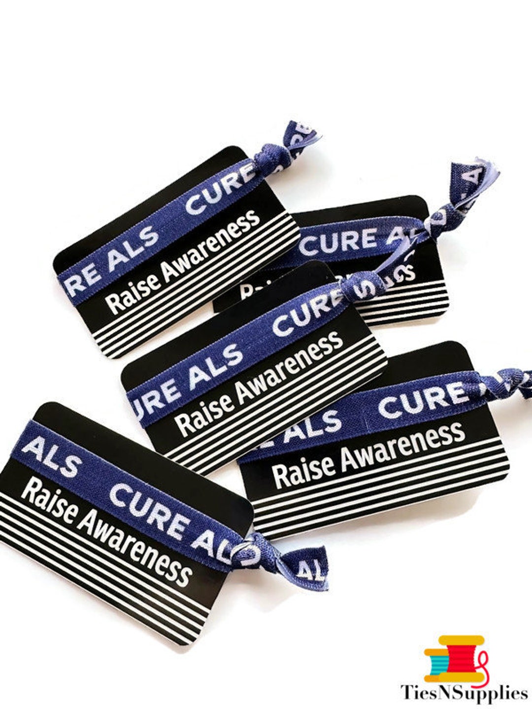 Cure ALS Ties - Raise Awareness Card W/ Elastic Band, Arm Band ...