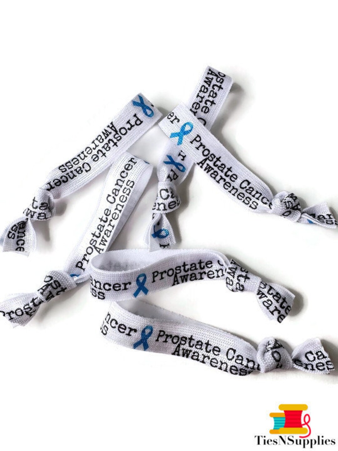 5 or 10 Ties - Prostate Cancer Awareness Elastic Ties/ Bracelets/ Hair ...