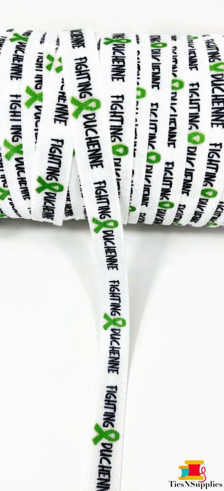 3+ Yards Duchenne Awareness - Lime Green Ribbon- Fold Over Elastic ...
