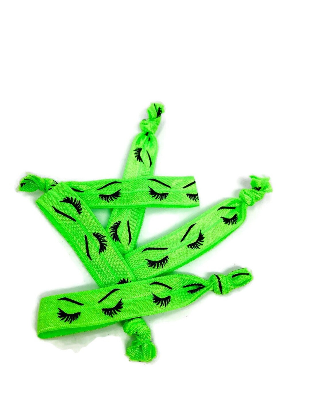10 Lime Green Eyelash Hairties / Hair Ties / Bracelet - Fold Over ...