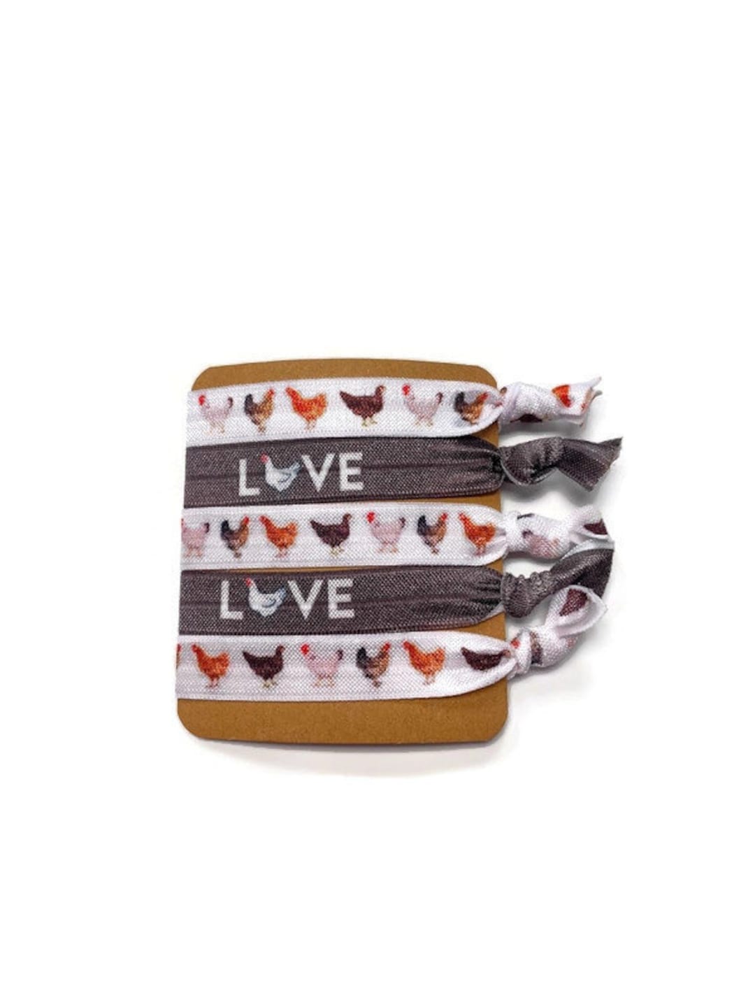 Love Chicken- Bracelet/ Hairtie Set- Great Summer Set, Gift - 5 Tie Set ...