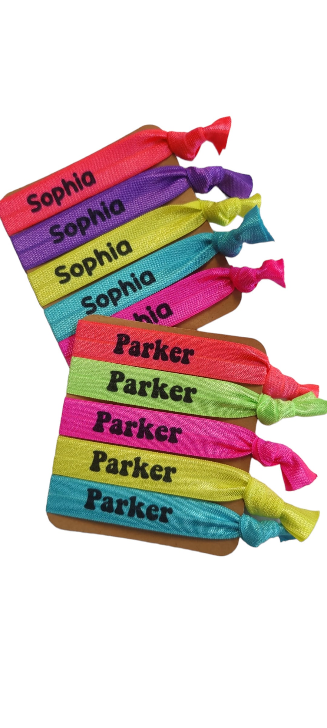 5 Piece Tie Set - Name or 2 Words -includes 5 Ties on Cards-neon Custom ...