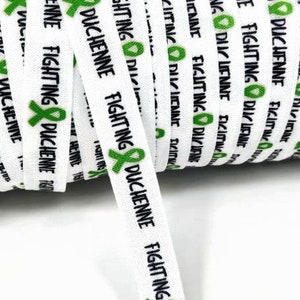 3+ Yards Duchenne Awareness - Lime Green Ribbon- Fold Over Elastic ...