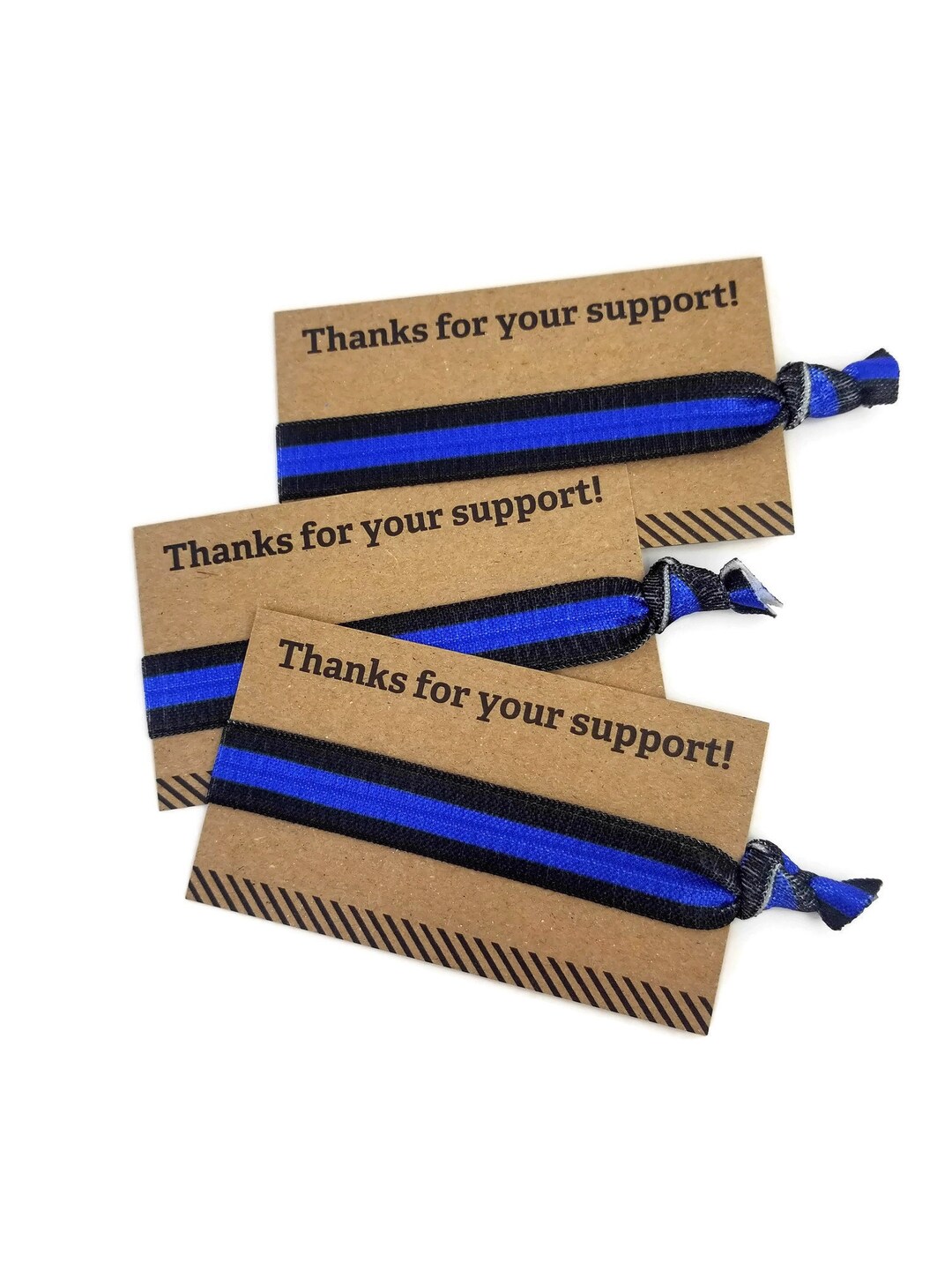 Blue Line- Responder- Thank You Card With Ties- Hairties /bracelets ...