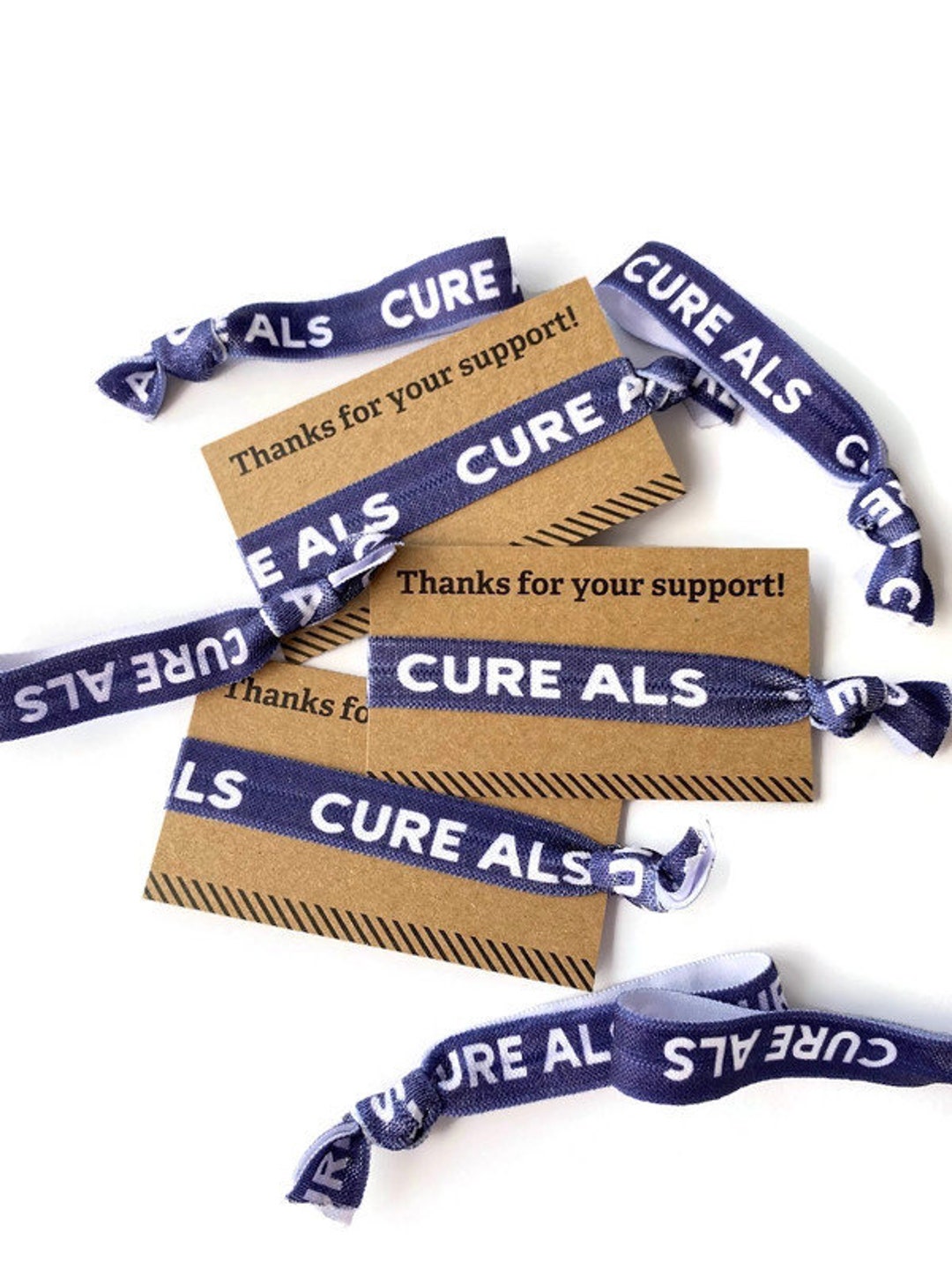 Cure ALS Ties -thanks for Your Support Card W/ Elastic Band, Arm Band ...