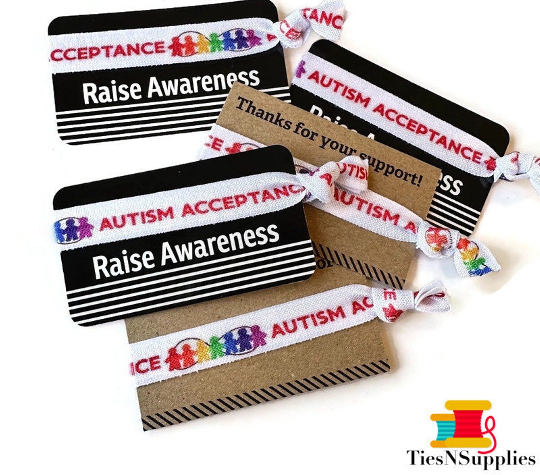 Autism Acceptance Tie Raise Awareness Support Arm Band, Bracelet, Hair ...
