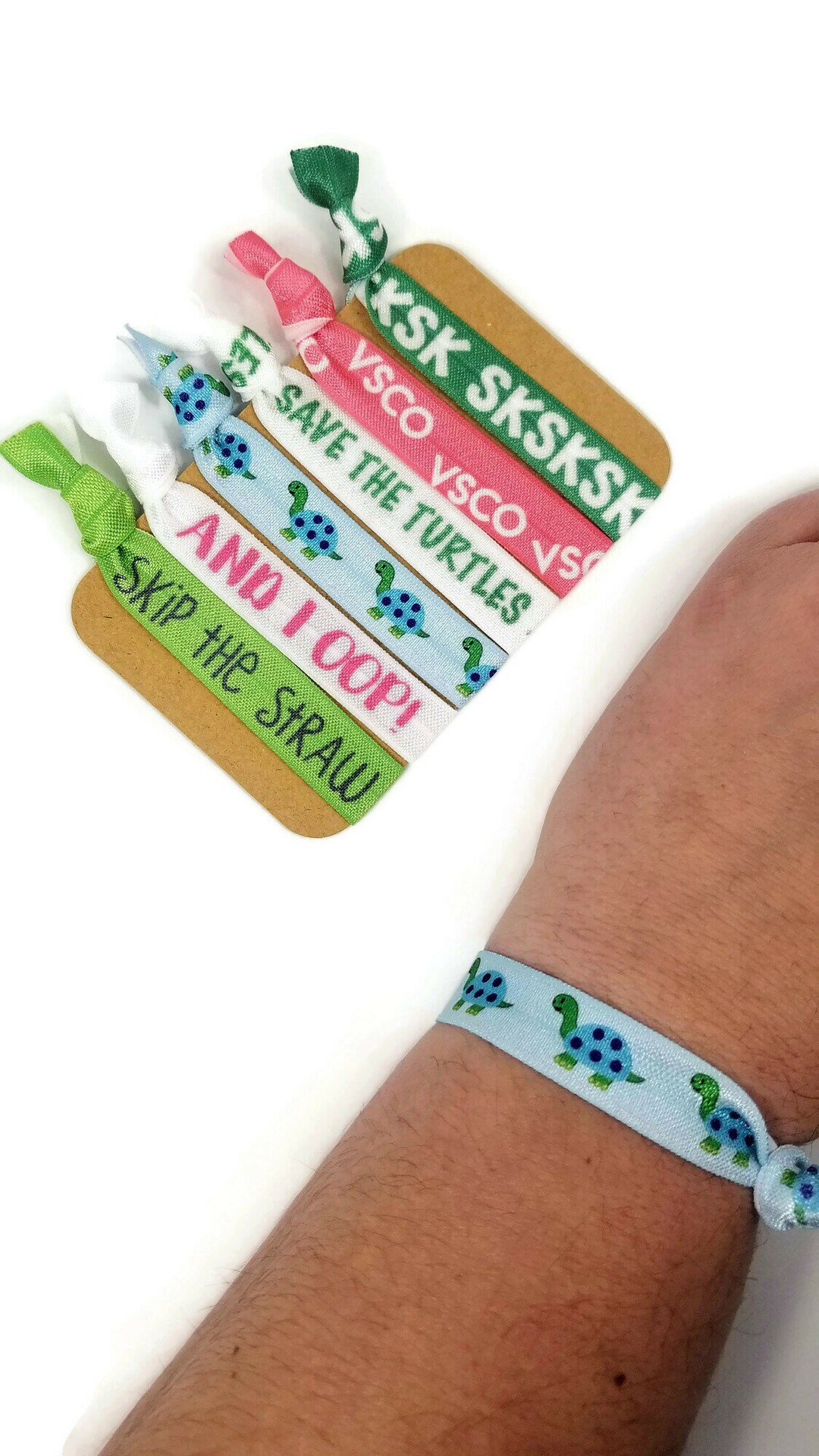 VSCO Turtle Themed- 6 Piece Set - Girl Hair Tie/bracelet Set- Hairties ...