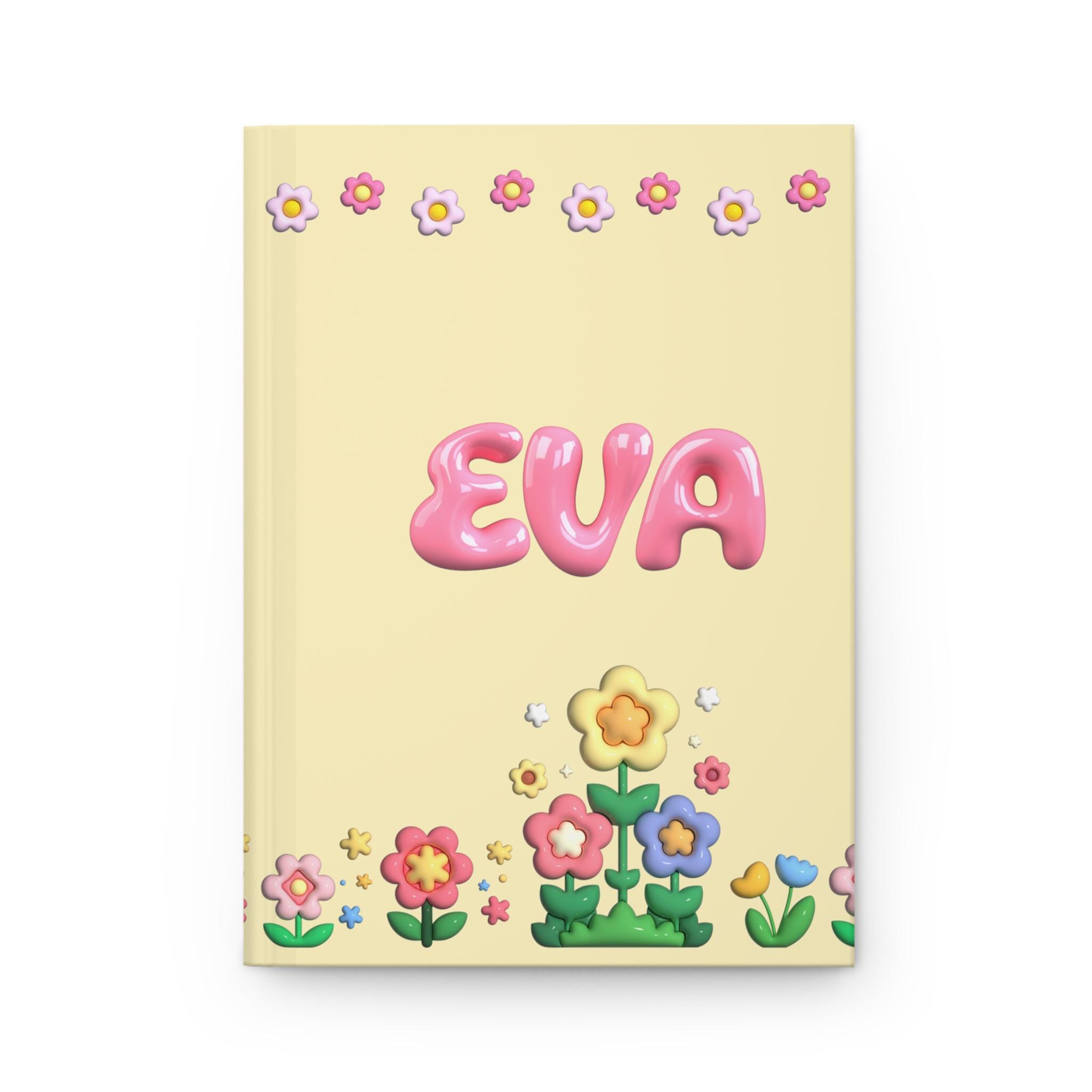 Bubble Letter Journal Floral Design Custom Name Gift, Writing Book for ...