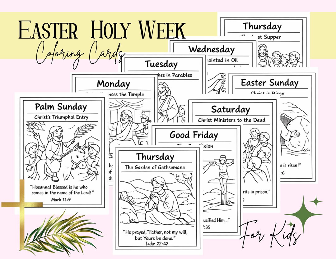 Easter Holy Week Coloring Pages for Kids, Christian Easter Printable ...