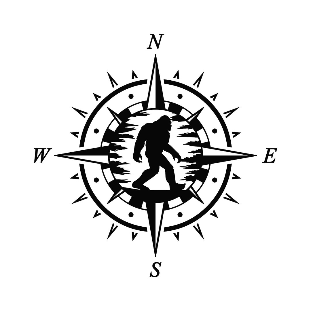 Bigfoot Compass Vinyl Decal - Sasquatch - Yeti - Compass Rose Decal - Etsy