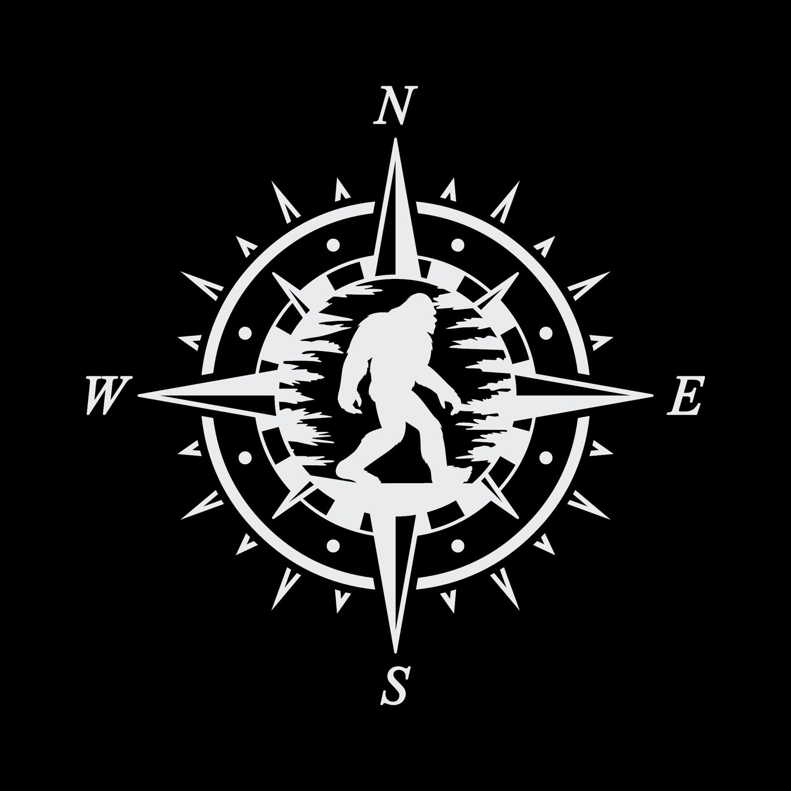 Bigfoot Compass Vinyl Decal - Sasquatch - Yeti - Compass Rose Decal - Etsy