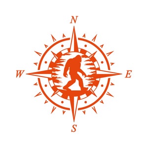 Bigfoot Compass Vinyl Decal - Sasquatch - Yeti - Compass Rose Decal - Etsy