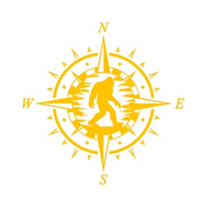 Bigfoot Compass Vinyl Decal - Sasquatch - Yeti - Compass Rose Decal - Etsy