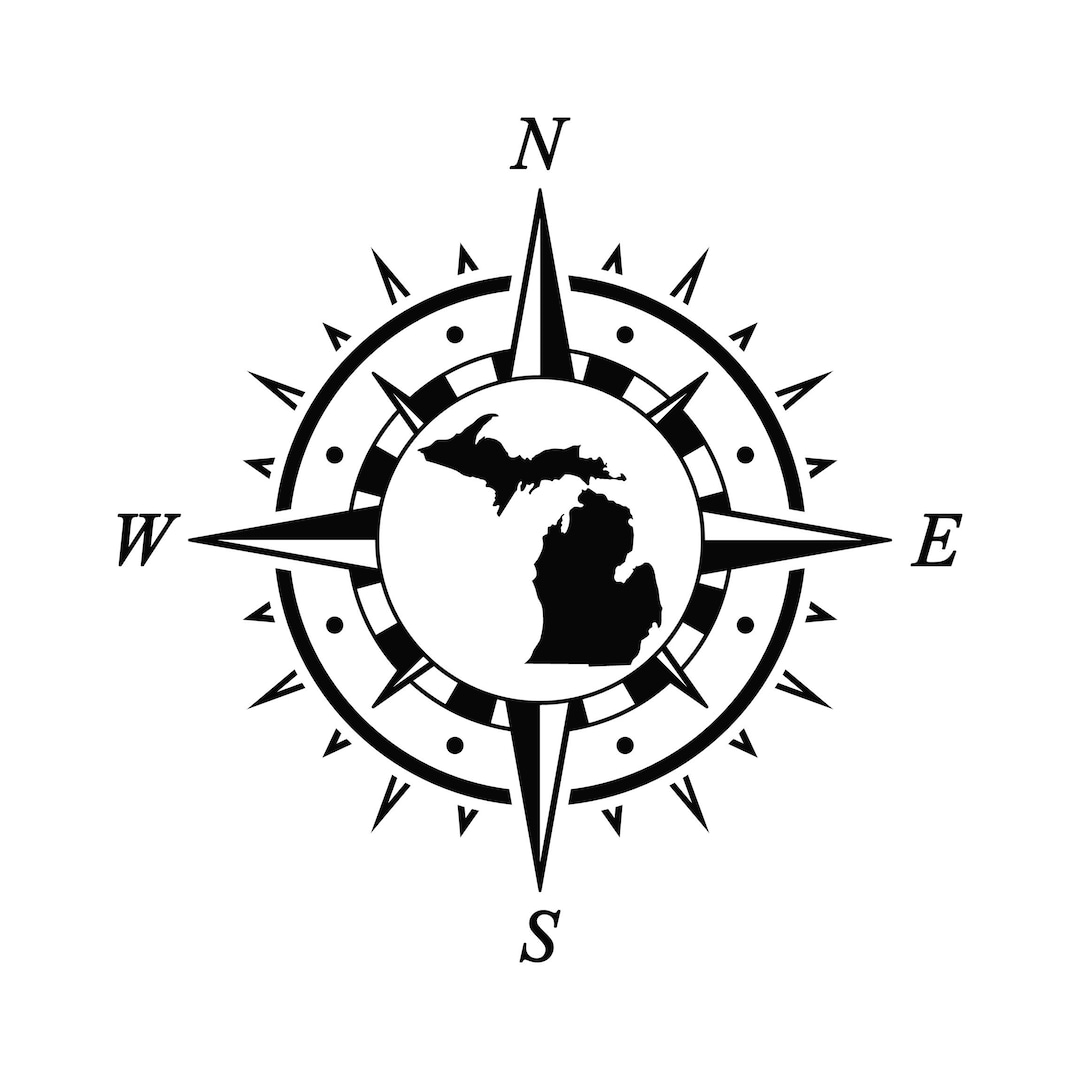 Michigan Compass Vinyl Decal - Etsy