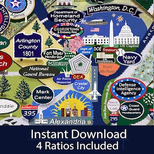 DIGITAL DOWNLOAD Military NCR Map | D.C. Area Military Art | Veteran ...