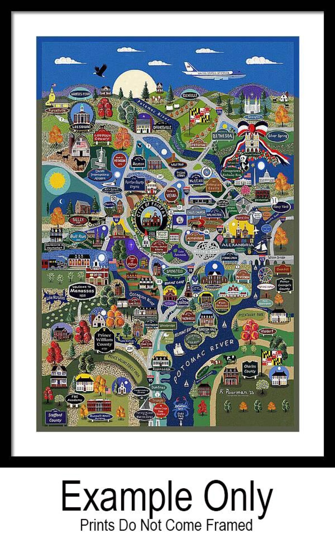 DIGITAL Northern Virginia Folk Map – Printable NOVA Poster – Old Town ...