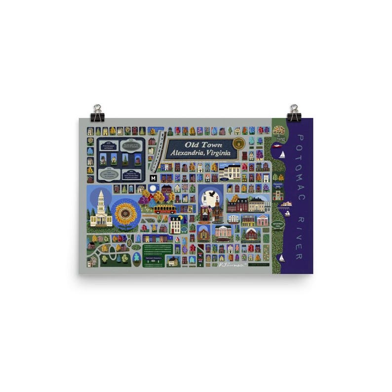 PRINT Alexandria Virginia Folk Map Wall Art Poster - Etsy