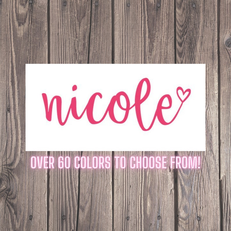 Custom Name With Heart Vinyl Sticker Decal Personalized - Etsy