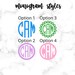 Round Block Monogram Vinyl Decals, Holographic Monogram, Initials ...