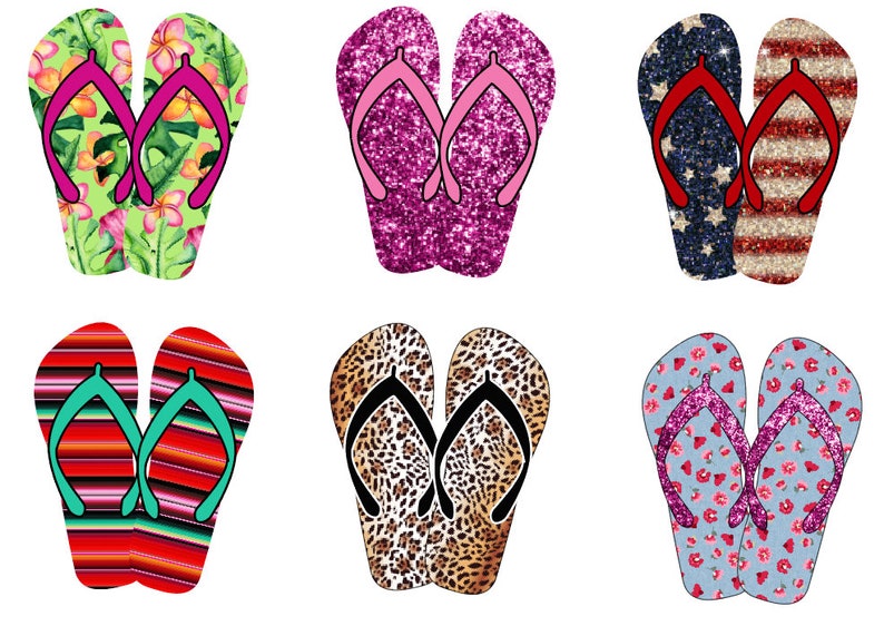 Digital Files 6 Different Sets of Flip Flops All Seperate PNG Files - Etsy