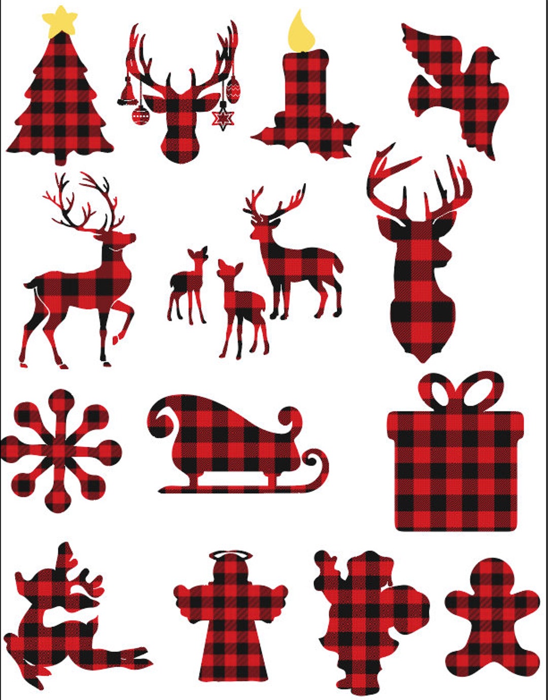 Digital File Buffalo Plaid Christmas Images All Seperate PNG Files - Etsy