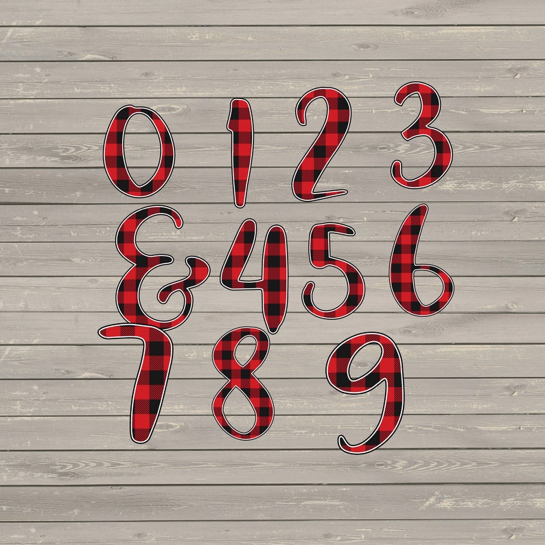 Digital File Buffalo Plaid Font, Numbers, Arrows and Catch Word Set - Etsy