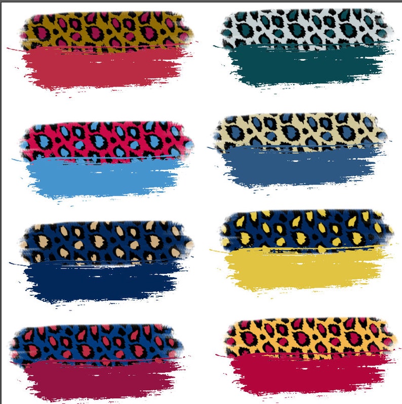 Digital File Brush Strokes Leopard With Matching Plain Brush Strokes ...