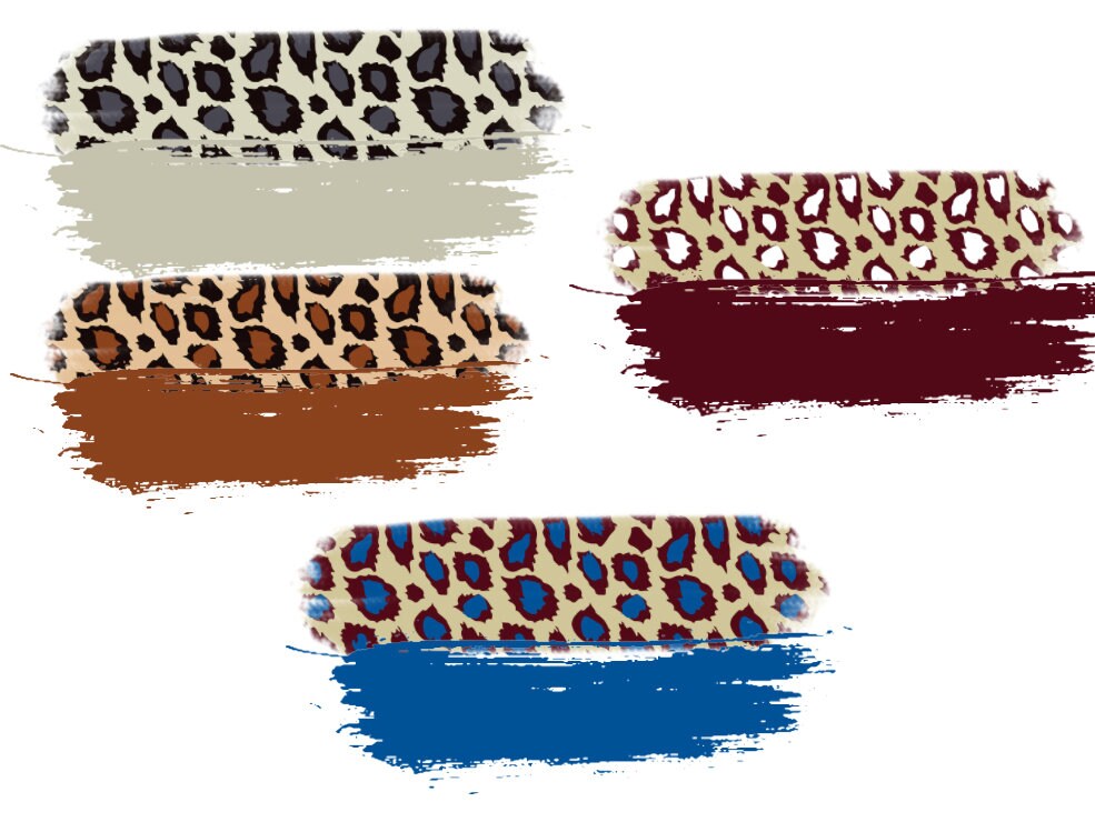 Digital File Brush Strokes Leopard With Matching Plain Brush Strokes ...