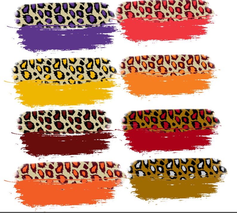 Digital File Brush Strokes Leopard With Matching Plain Brush Strokes ...