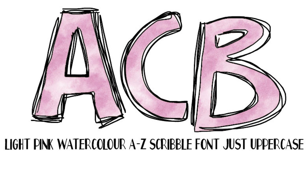 Digital File 26 A-Z Scribble Font -uppercase Light Pink Scribble Font ...