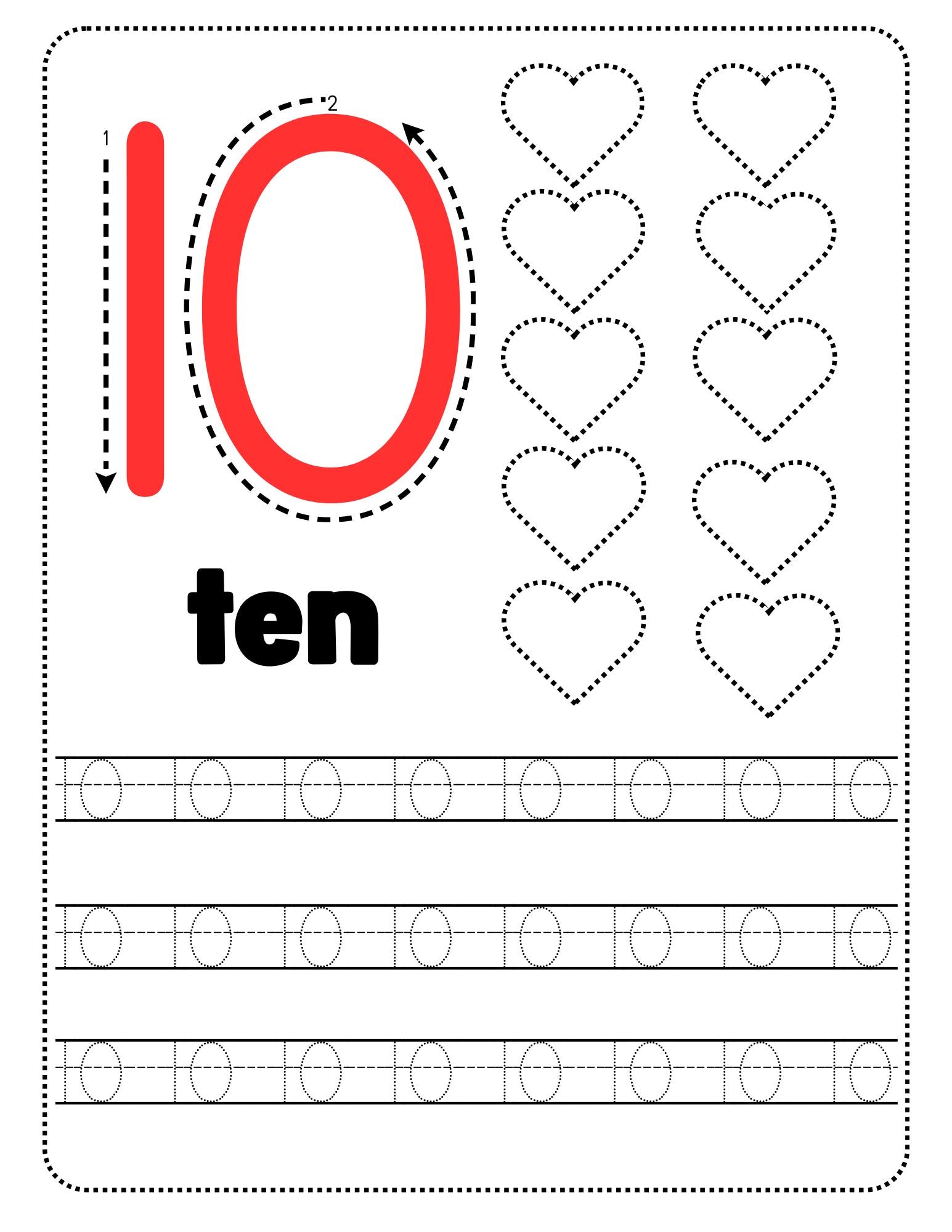 Valentine's Number Tracing Printable | Numbers 1–10 & 1–20 | Preschool ...