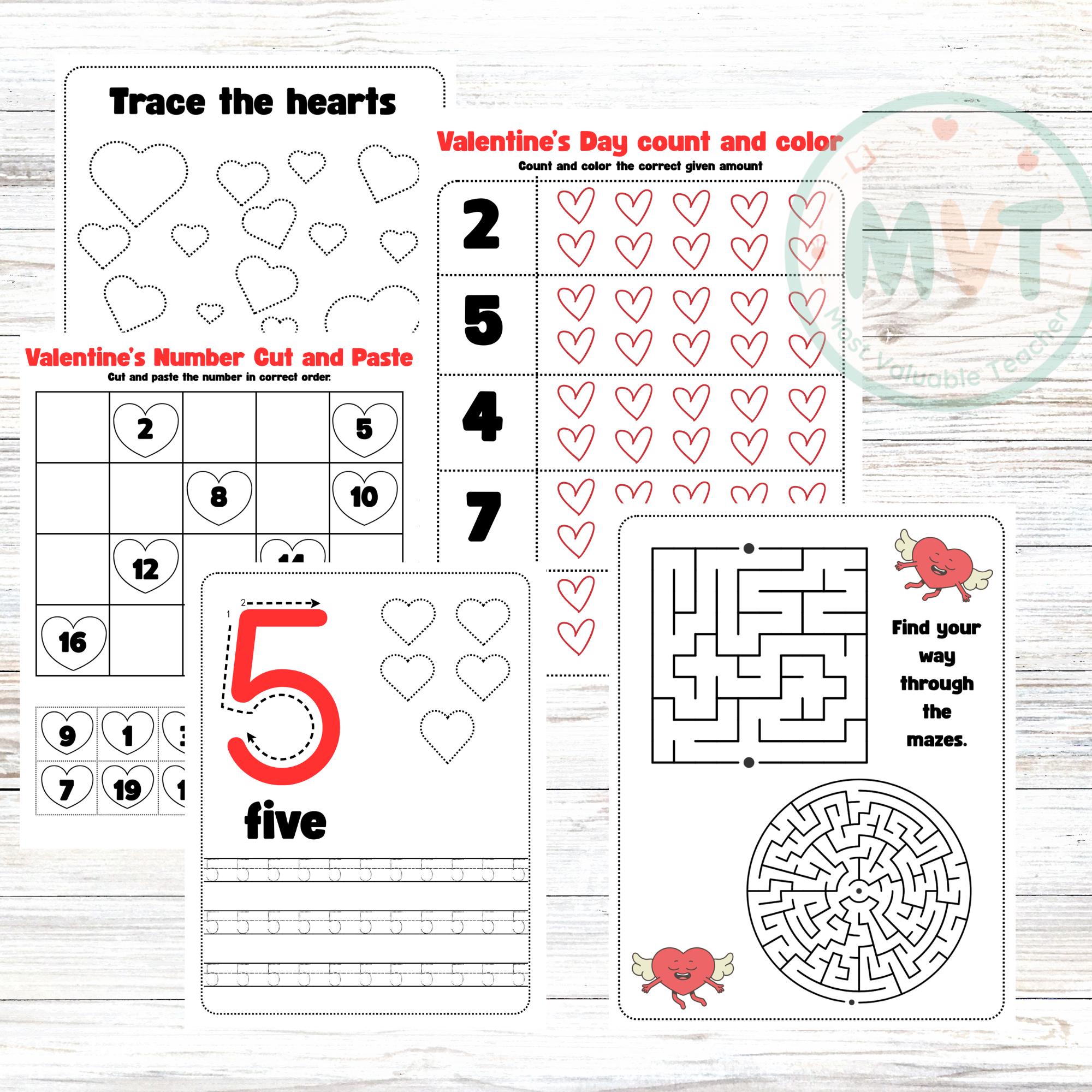 Valentine's Number Tracing Printable | Numbers 1–10 & 1–20 | Preschool ...