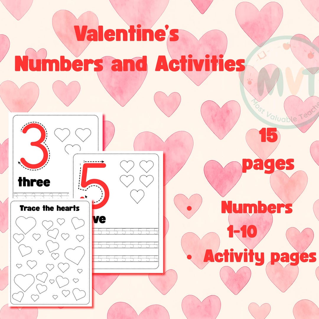 Valentine's Number Tracing Printable | Numbers 1–10 & 1–20 | Preschool ...
