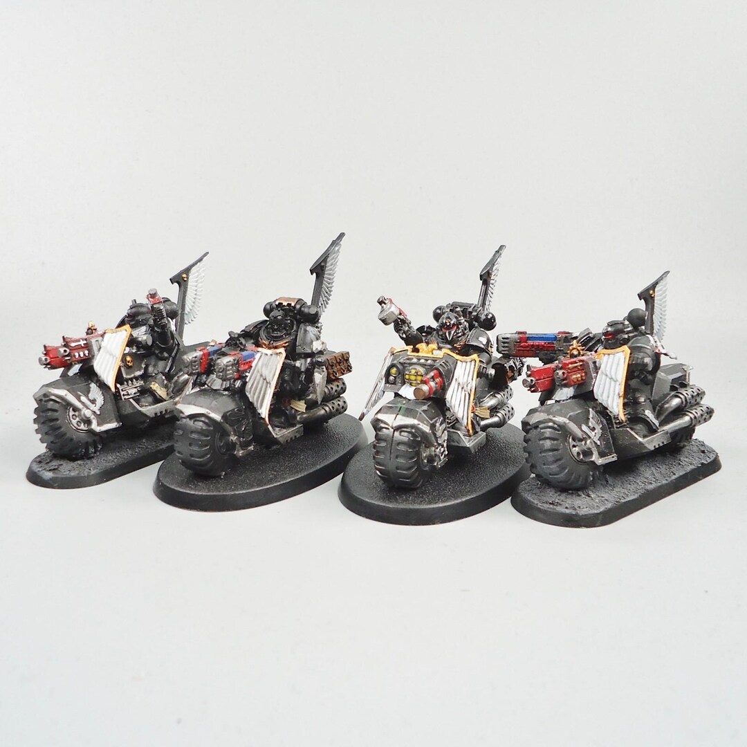 Dark Angels Ravenwing Bikes X4 Part Painted - Warhammer 40k Space ...