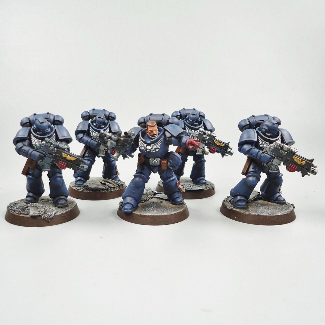 Warhammer 40k Army Space Marines Crimson Fists Intercessors X5 Painted ...