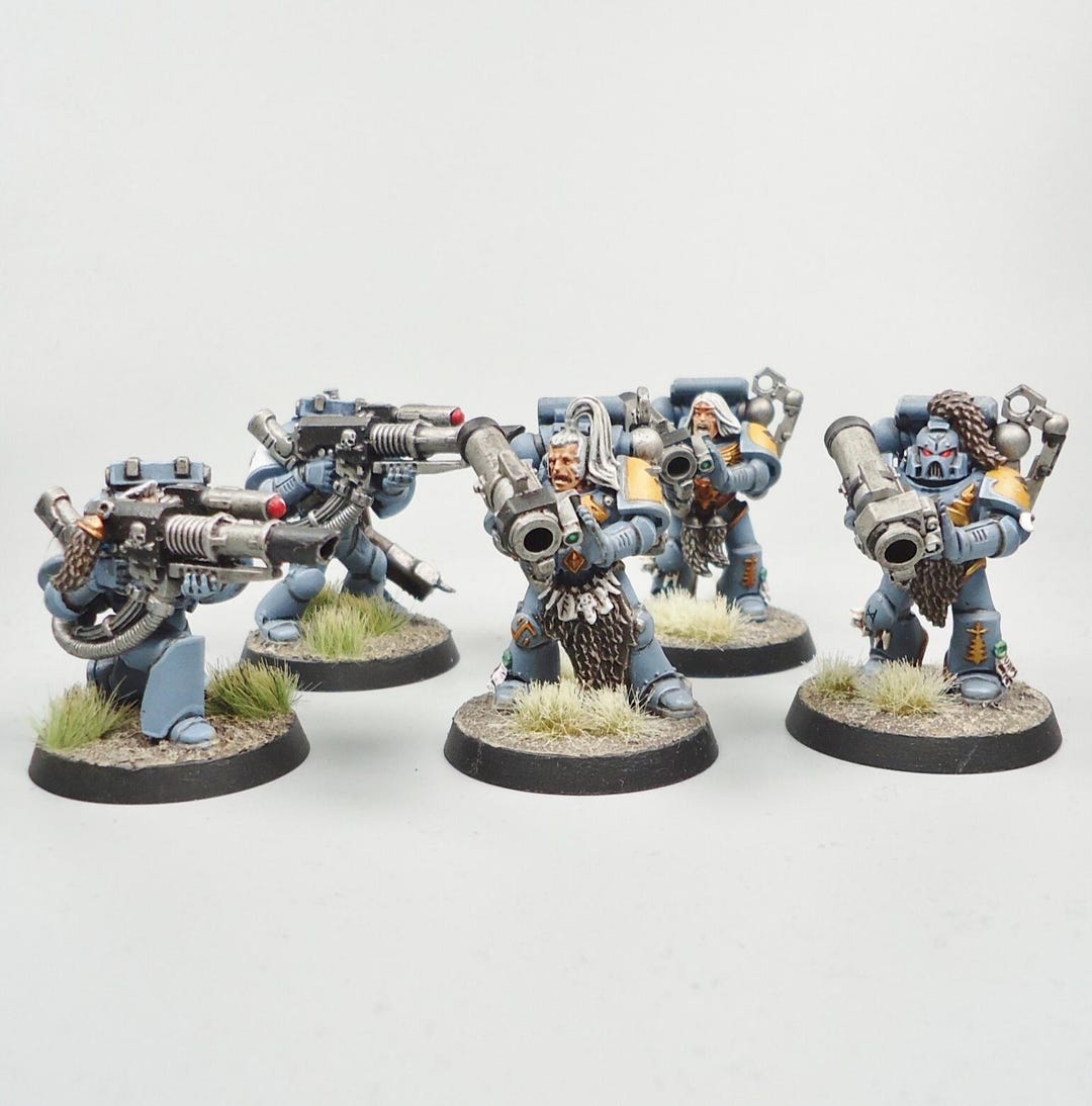 Space Wolves Heavy Weapons Marines X5 Painted - Warhammer 40k Army ...