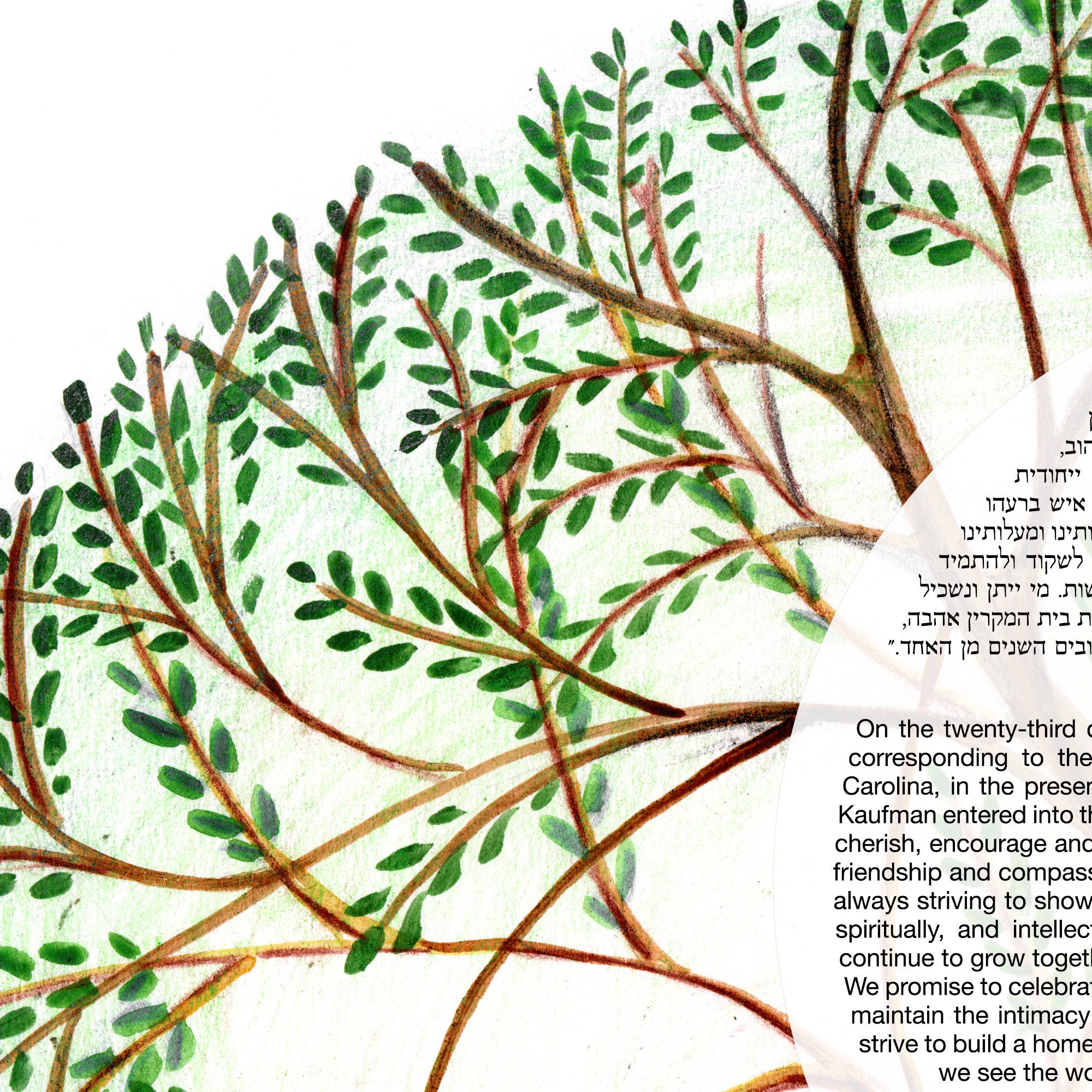 Tree of Life Ketubah, Hand Drawn Tree Ketubah, Round Tree Ketubah ...