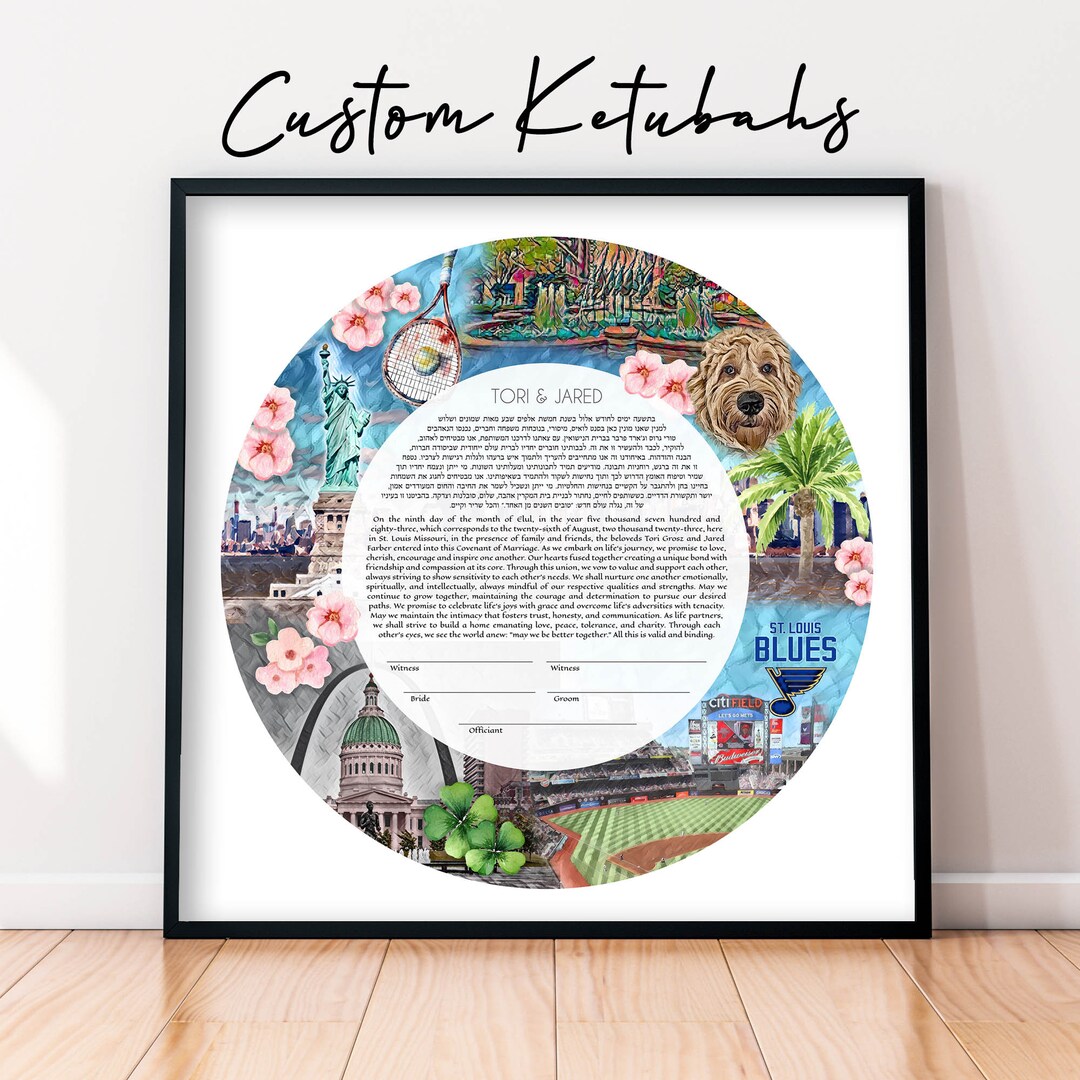 Custom Modern Interfaith Ketubah, Circular Ketubah Design With ...