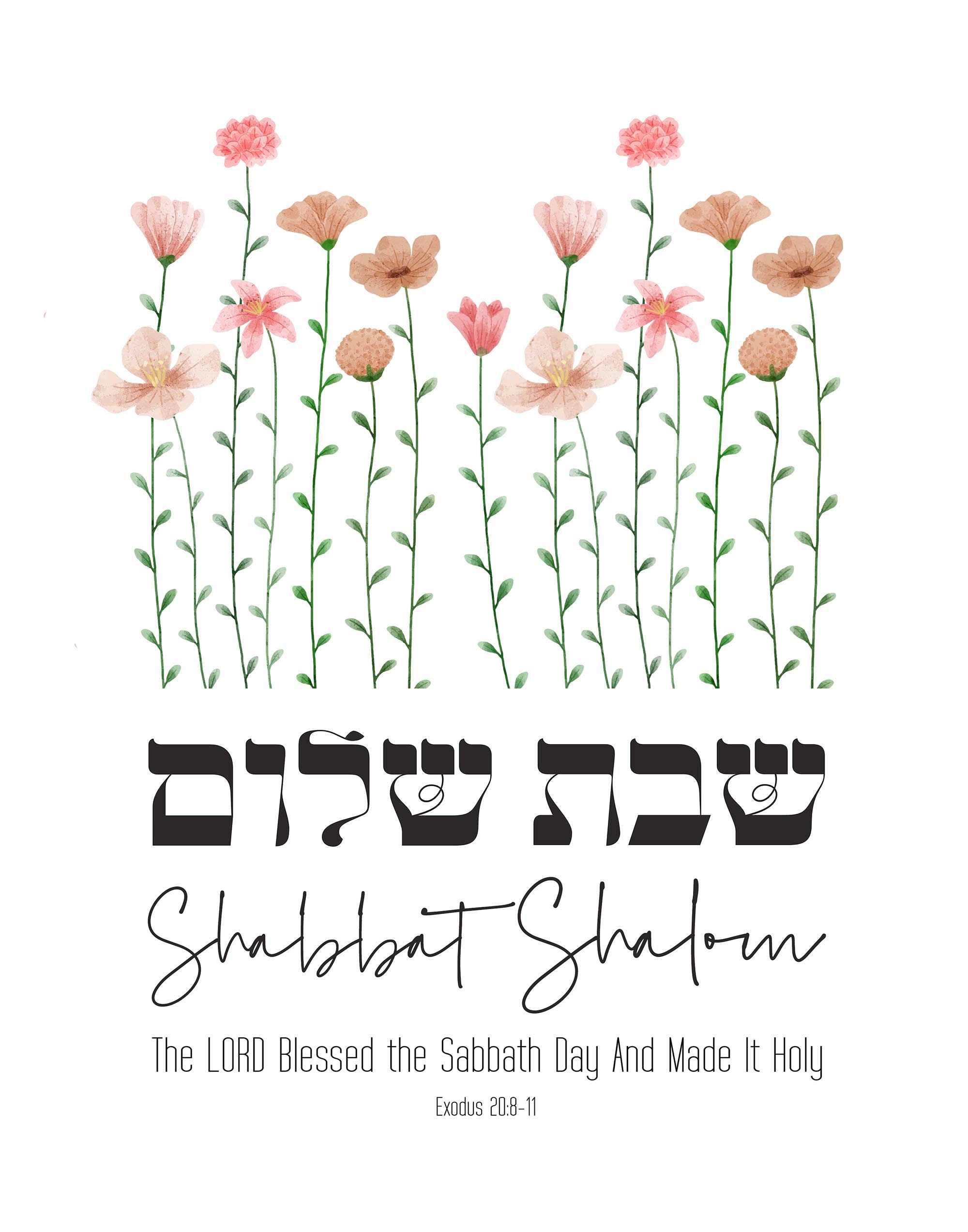 Shabbat Shalom Poster Shalom Judaica Wall Art Calligraphy Jewish Poster ...