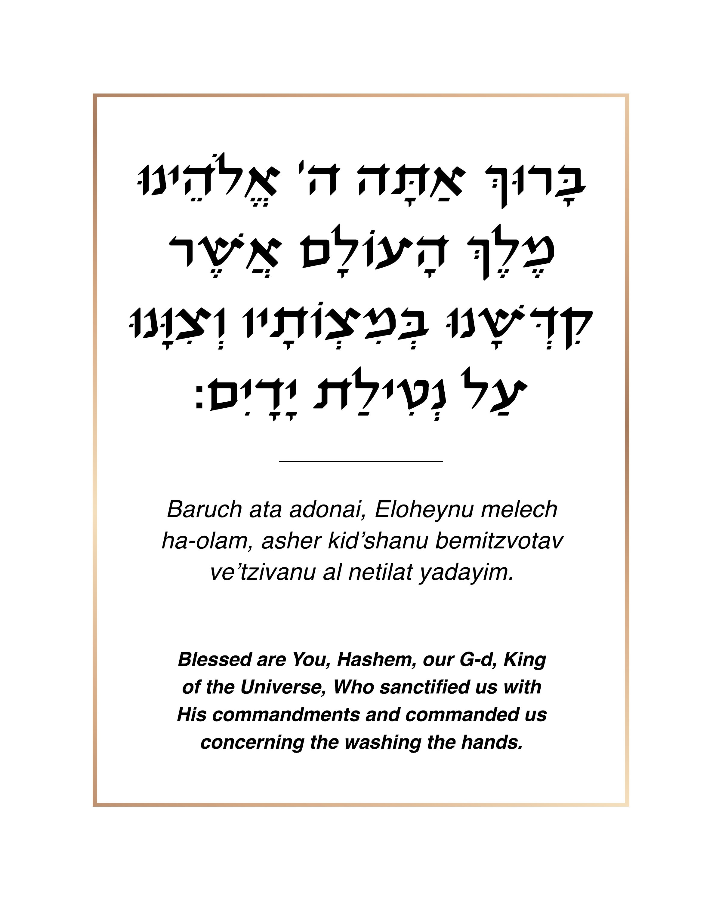 Netilat Yadayim Sign Hand Washing Blessing Sign for Jewish Home ...