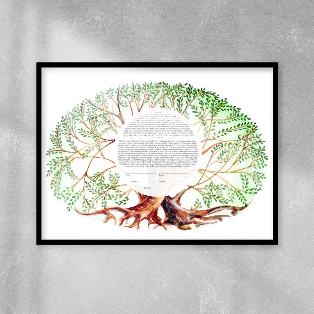Tree of Life Ketubah, Hand Drawn Tree Ketubah, Round Tree Ketubah ...