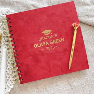 Graduation Scrapbook Guest Book Velvet, 2025 Grad Photo Album for High ...