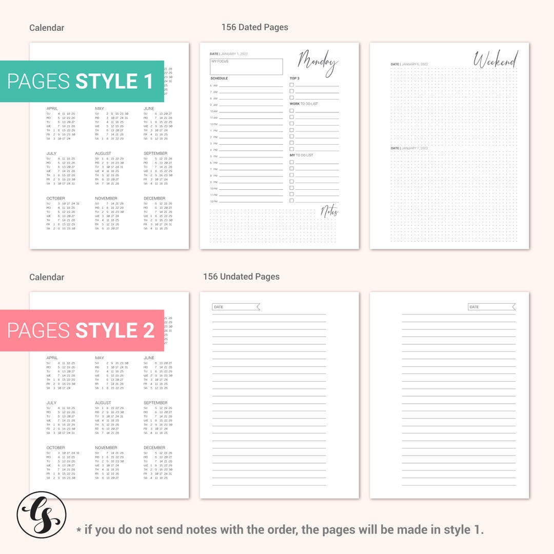Planner Refills Pages A5 and A6 Planner Inserts 2023 Daily - Etsy