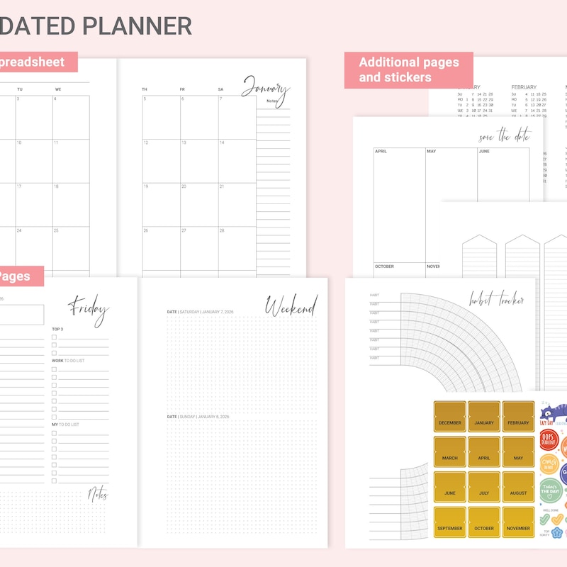 2026 A6 Planner Inserts - Etsy
