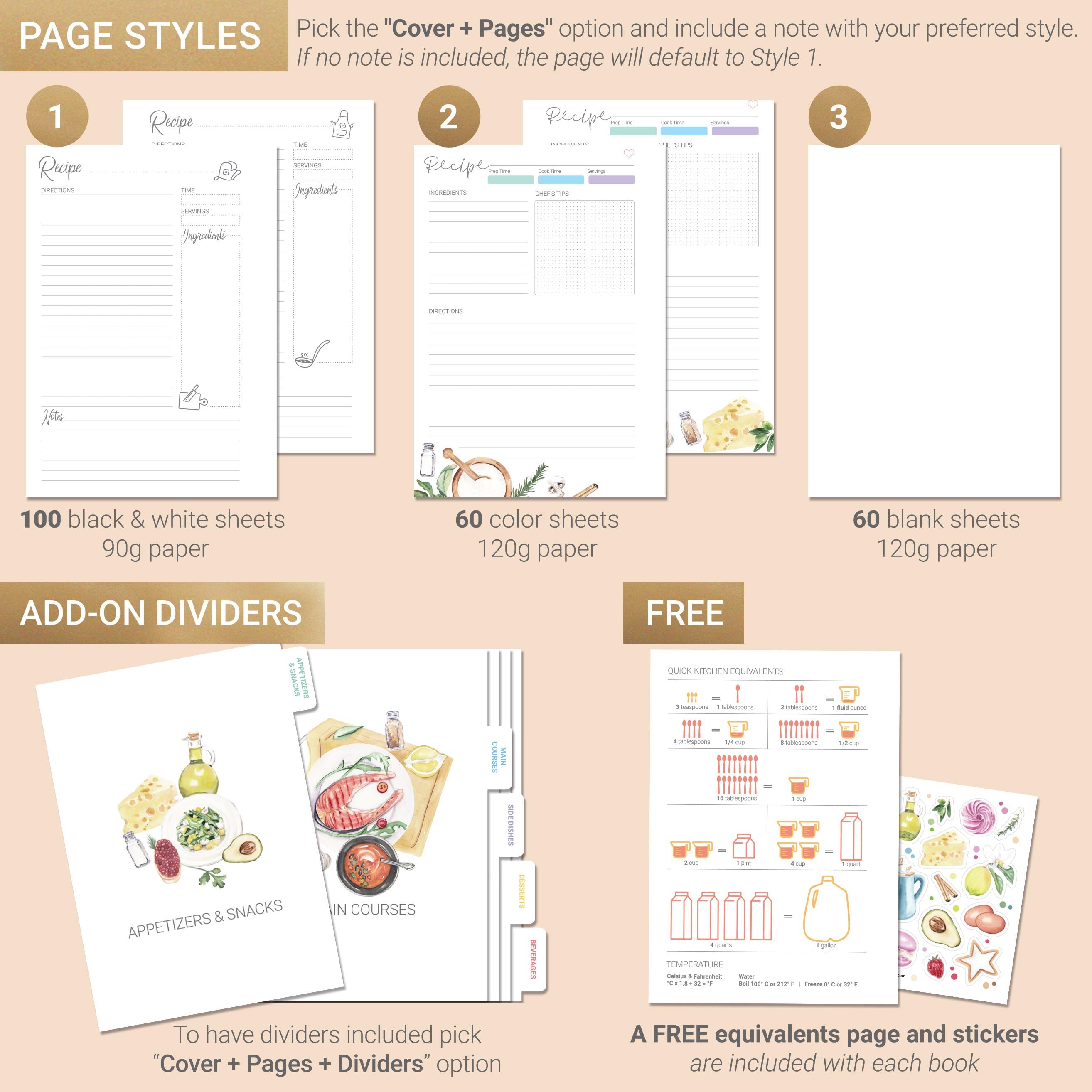 Custom Cookbook Binder With Dividers, Blank Recipe Book for Family ...