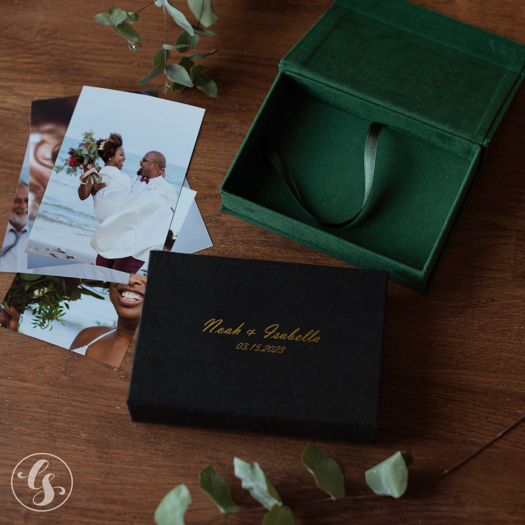 Custom Wedding Photo Box 4x6, 5x7, 6x8, Photo Storage Box, Velvet Photo ...