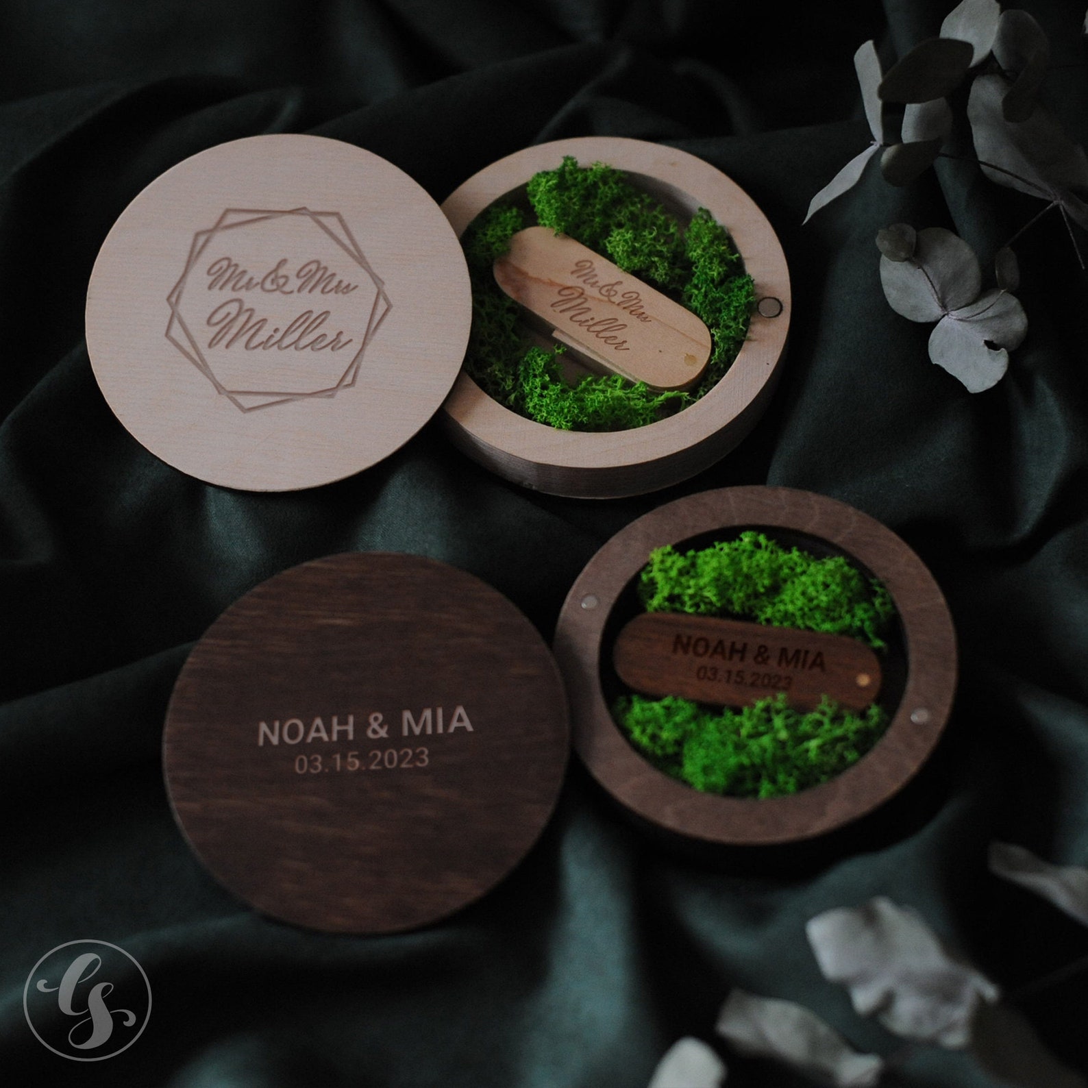 Wooden Box With USB Stick, Custom USB Box Engraved, Wedding Box and USB ...